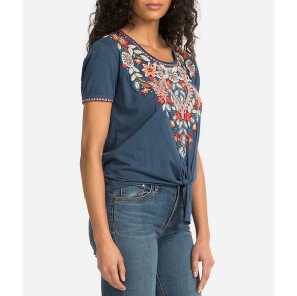 Johnny Was | Tops | Nwt Johnny Was Medium Maise Knot Blue Tshirt | Poshmark